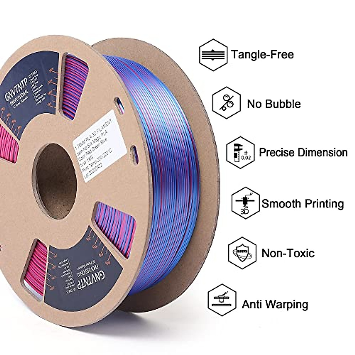Silk MagicPLA 3D Printer Filament, Tri-Color Coextrusion PLA Filament 1.75mm, Shiny Silk Coextruded PLA, Silk Red-Green-Blue Three-Color Filament, 1kg/2.2lbs