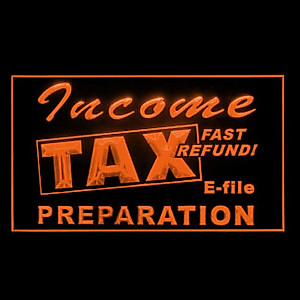190176 Income Tax Preparation Easily File Federal and State Office Service Display LED Light Neon Sign (12" X 8", Orange)