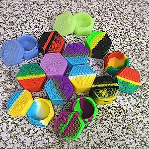 KUVIS 26ml Hexagon Silicone Containers Food Storage Jars Non-stick Multi-use Box (15)