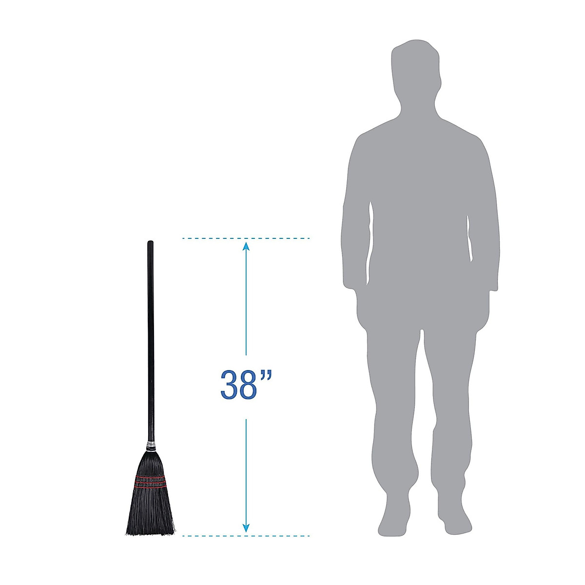 Boardwalk BWK951BP Flag Tipped Poly Bristle 37 in. - 38 in. Length Lobby Broom - Natural/Black (1 Dozen)