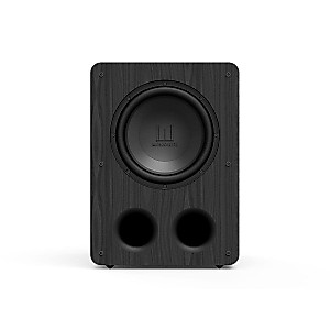 Monolith M-12 V2 12-Inch THX Certified Ultra 500 Watt Powered Subwoofer - Low Distortion, High Power Output, Vented HDF Cabinet, RCA and XLR Inputs, for Home Theater Systems, Black Ash Finish