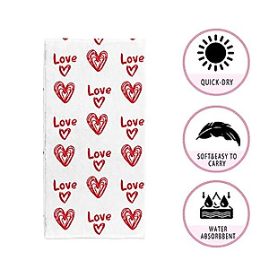 My Little Nest Hand Towels for Bathroom Romantic Sketch Heart Red Love Absorbent Small Bath Towel Soft Kitchen Towels Fingertip Towel for Guest and Bar 30 x 15 inch