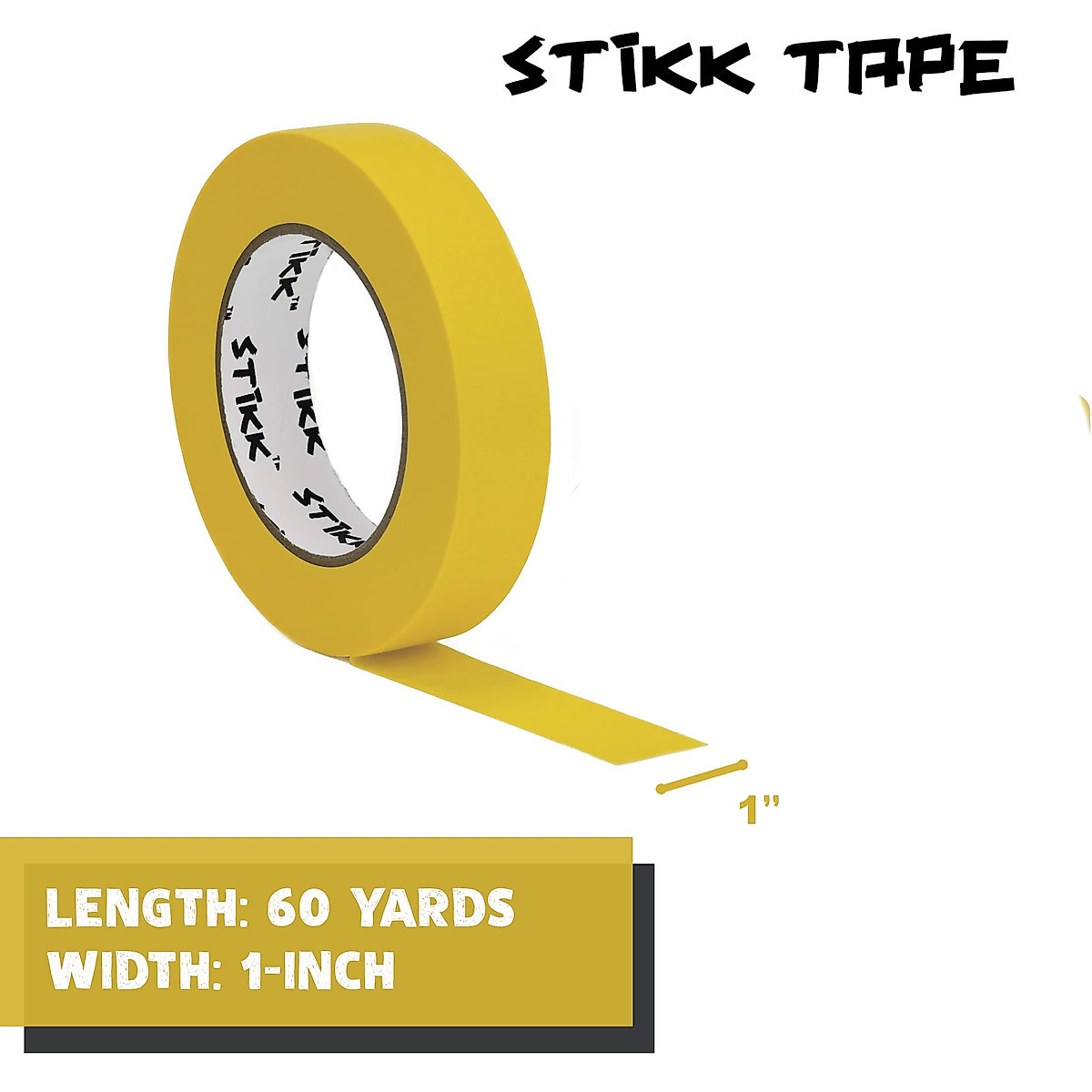 STIKK Painters Tape - 3pk Yellow Painter Tape - 1 inch x 60 Yards - Paint Tape for Painting, Edges, Trim, Ceilings - Masking Tape for DIY Paint Projects - Residue-Free Painting Tape