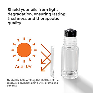 Your Oil Tools 10 Pack Essential Oil Roller Bottles, 5ml Empty Clear Glass Roll-on with Leak Guard Stainless Steel Roller Balls & Black Caps for oils and perfume