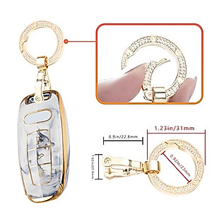 SWEETBOND Key Fob Cover with Keychain fit Audi A6L A6 A7 A8 Q7 Q8 E-Tron 2018-2022 A3 S3 S6 SQ7 RS6 S7 RS7 Smart Remote Control Protector white