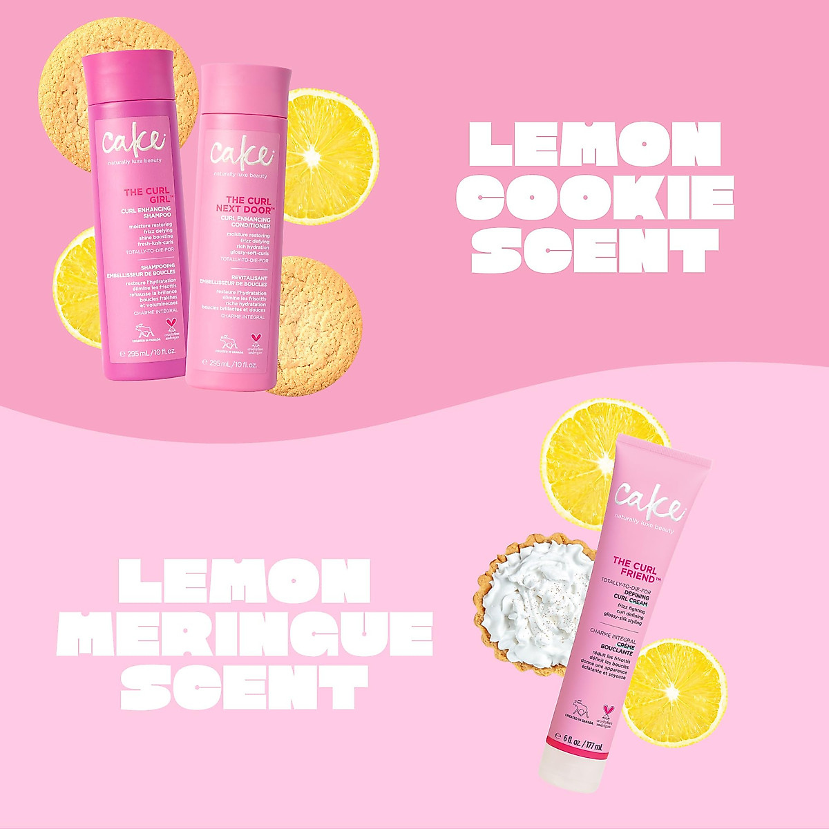 Cake Beauty Curl Friend Curl Defining Shampoo, Conditioner & Cream Set - Avocado & Argan Oil Curly Hair Products - Anti-Frizz, Cruelty Free & Vegan Gift Set