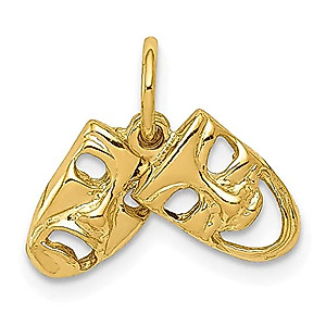 IceCarats 14K Yellow Gold Comedy Tragedy Set Necklace Charm Pendant 15mm x 11mm Only