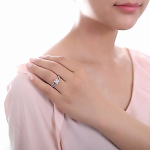 BERRICLE Sterling Silver Solitaire Wedding Engagement Rings 2 Carat Princess Cut Cubic Zirconia CZ Split Shank Ring for Women, Rhodium Plated Size 6