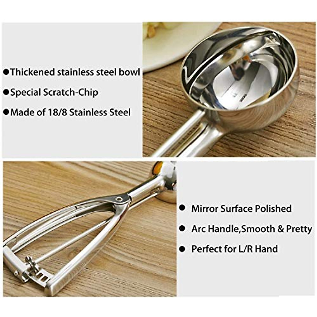 Saebye Medium Cookie Scoop, 2 Tbsp / 30ml / 1 oz, 1 25/32 inches / 4.5 CM Ball, 18/8 Stainless Steel, Secondary Polishing