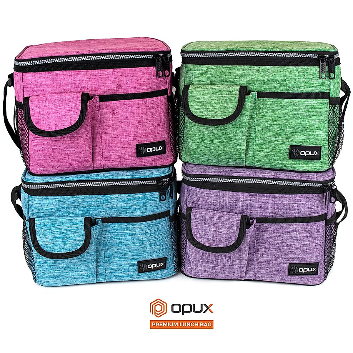 OPUX Insulated Lunch Box for Women Girls, Leakproof Thermal Lunch Bag Cooler Work Office School, Soft Reusable Lunch Tote with Shoulder Strap, Adult Kid Lunch Pail Kit, Purple