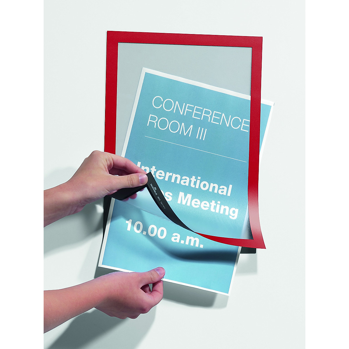 DURABLE Self-Adhesive Magnetic DURAFRAME Document Sign Holder, Letter-Size 8-1/2" x 11", Red, 2 Pack (476803)