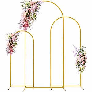 Anmakou Wedding Gold Arch Backdrop Stand 6FT,5FT,4FT Set of 3 Metal Arched Balloon Frame for Wedding Ceremony Birthday Party Baby Shower Anniversary Graduation Decoration