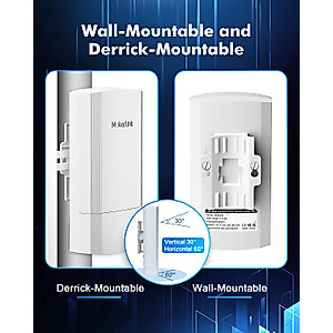 MokerLink WiFi Bridge, Wireless Outdoor CPE for PtP and PtMP Transmission, 5.8GHz 900Mbps 2-3KM Distance, with PoE Adapter, 2 Ethernet Port, 2 Pack