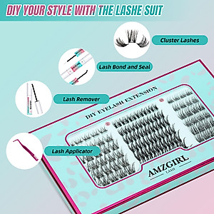 Lash Extension Kit 144Pcs Eyelash Clusters Individual Lashes Extensions Kits With Cluster Lashes Wispy,Lash Bond And Seal,Eyelashes Remover And Applicator(ASA,C-Mix8-16mm Kit)