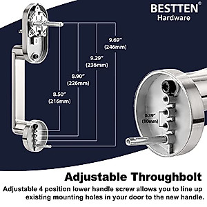 BESTTEN Heavy Duty Front Door Handle Set, Modern Handleset with Single Cylinder Keyed Entry Deadbolt Lock & Door Lever, Reversible for Exterior Doors, Satin Nickel