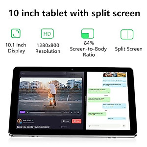 JUNINK 10 inch Tablet Android 13 Tablets, 8GB (4+4) RAM 128GB ROM 1TB Expand, 1280x800 IPS HD Screen, Quad Core Processor, WIFI6, Dual Camera, 6000mAh, BT, Tablet (01)