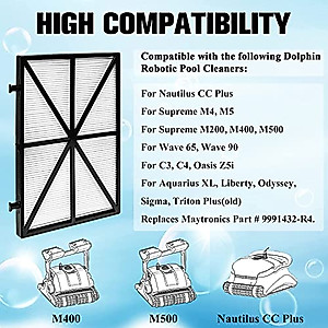 PHGH 9991432R4 Pool Cleaner Filter Compatible with Dolphin m400, m500, Nautilus CC Plus, 4Pack UltraFine Filter Replacement Robotic 9991432R4