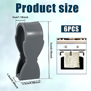 6pcs Kitchen Towel Clips, Kitchen Towel Rack Towel Clips Hang and Fix Towels Keeps Towel from Falling Suitable for Bathroom Kitchen Oven Dishwasher Stove Floor(Gray)