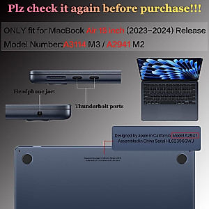 CISSOOK for MacBook Air 15 inch M3 M2 Case 2024 2023 Release A3114 A2941, Tropical Hard Shell Case with Keyboard Cover Skin + Type C to USB Adapter for MacBook Air 15 2024, Tropical Palm Leaves