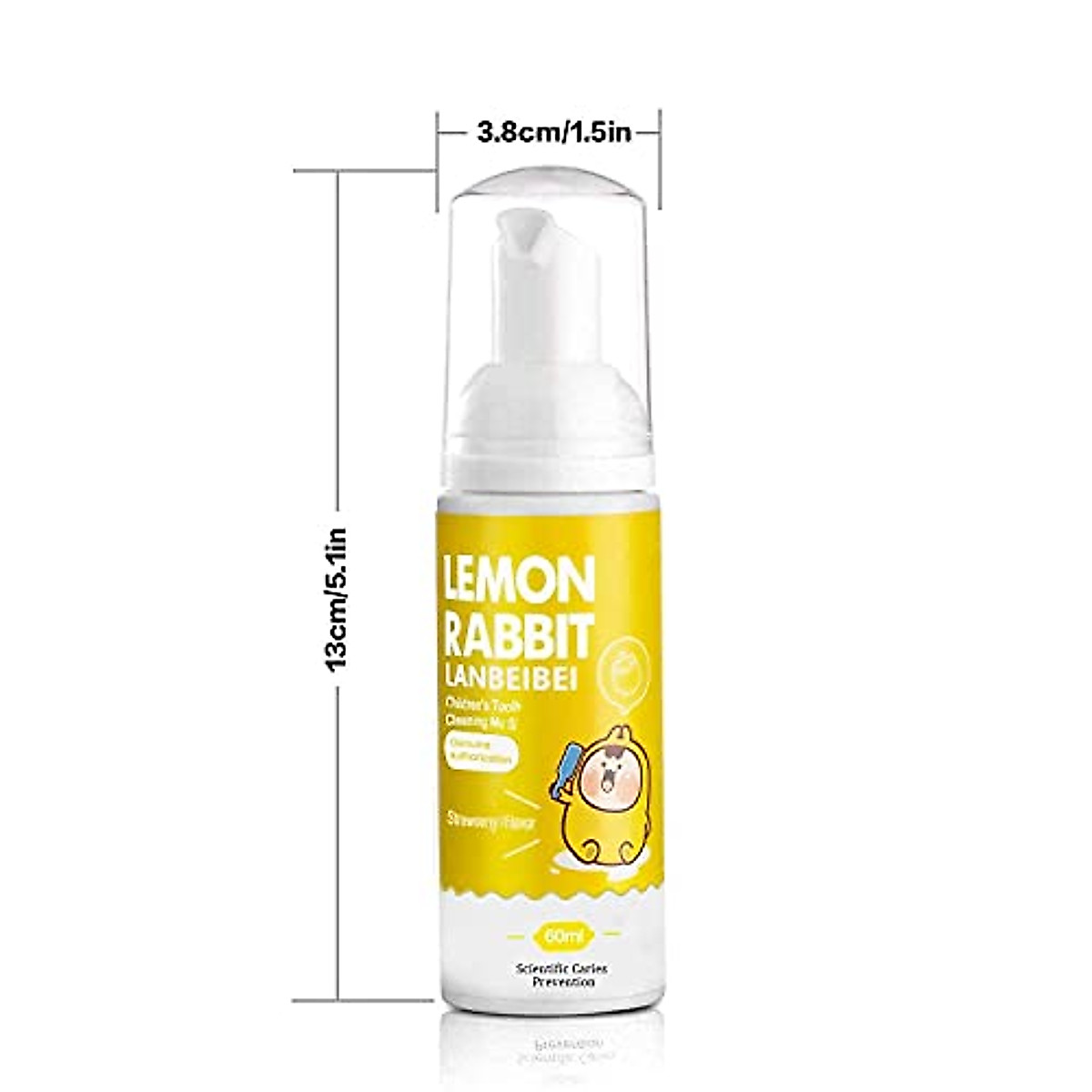 Lanbeibei Kids Foam Toothpaste, Fluoride Free Natural Formula Strawberry Flavor 60ml 1Pack