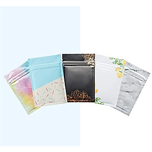 100PCS Colorful Strip Bag For Candy Coffee Food Saver Storage Disposable Snack Container Ziplock Packet Biscuit Bag Resealable Thick Bag Aluminum Foil Bags Sample Bag 3.1x4.7in