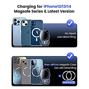 OQTIQ Hexagon Magnetic Wireless Charging Car Mount Vent Phone Holder Compatible with Magsafe iPhone 14 13/Pro/Pro Max/Mini(QC 3.0 Car Charger & 3.3ft Type-C Cable Included)