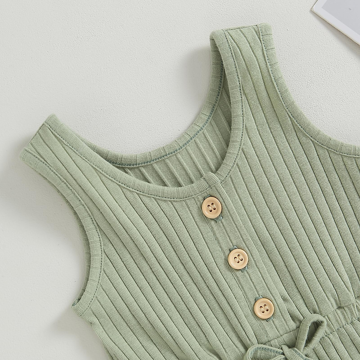 Toddler Baby Girl Summer Outfit Sleeveless Ribbed Romper Solid Color Jumpsuit Overall Shorts Cute Infant Newborn Clothes