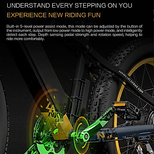 Lanshanchu RV700 Electric Bike,1000W Adult Electric Bike 26 Inch Wide Wheel Electric Bike 48V 16Ah Removable Lithium Battery 7S Electric Mountain Bike