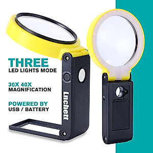 Lnchett Magnifying Glass, 75mm Non-Scratch Quality Glass Lens, Thickened Rubbery Frame, 4.5oz Lightweight, Perfect for Seniors & Kids