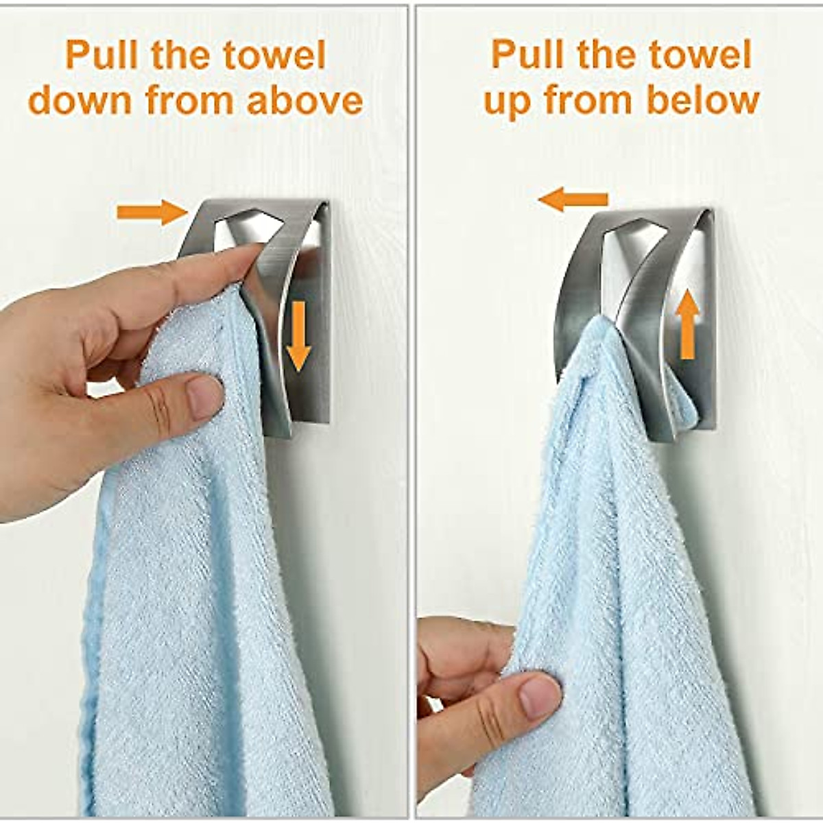 Morobor 4PCS Self Adhesive Dish Towel Holder, Kitchen Towel Hook Rack, Wall Mount Towel Hangers, Hand Towel Hook Tea Towel Holders for Bathroom Kitchen, No Drilling Required