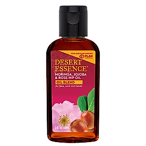 Desert Essence Moringa, Jojoba & Rose Hip Oil Refreshing & Rejuvenating Skin Restoration - Nutrient-Rich Vitamin Blend For Face, Neck, Body & Hands - Vegan, Non-GMO, Gluten-Free, Cruelty-Free - 2oz
