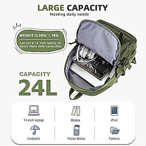 KEYEMP Casual Daypack Cute School Backpacks for Men Women Lightweight Durable Bookbag for High Middle School, Fashion Travel Bag, Gift,Olive Green