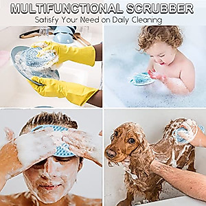 Silicone Body Scrubber for Shower, MICARA Set of 2 Soft Exfoliating Brush for bath with Gentle Scrub and Massage on Dry or Wet Sensitive Skin, Scalp, Back, Foot, Lathers Well as Handheld Loofah