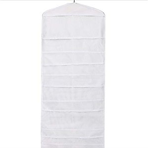 Cysline 600D White Polyester Dual-Sided Hanging Closet Organizers Holder 18 Mesh Pockets for Bra,Underwear, Socks, Accessories,Clothes Organizers 38x16