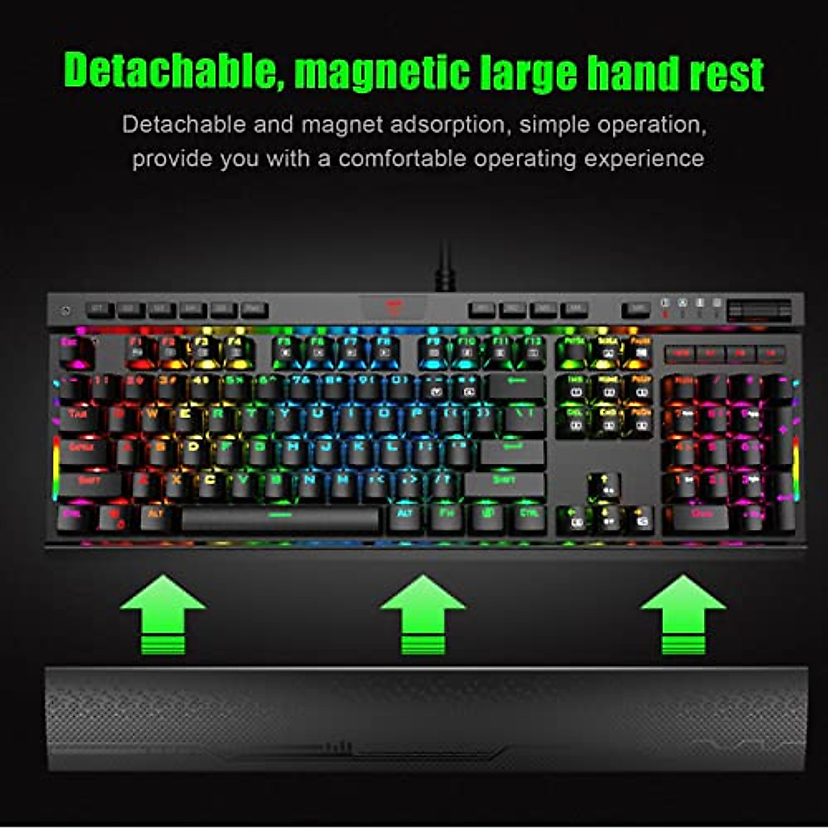 Mechanical Gaming Keyboard,RGB Backlit Gaming Keyboard,Wired Waterproof Macro Programming Keyboard,Blue Switch,Computer Laptop Desktop Keyboard with Wrist Pad
