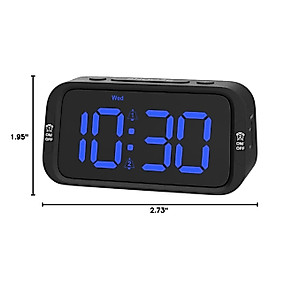 Odokee Digital Dual Alarm Clock for Bedroom, Easy to Set, 0-100% Dimmer, USB Charger, 5 Sounds Adjustable Volume, Weekday/Weekend Mode, Snooze, 12/24Hr, Battery Backup, Compact Clock for Bedside(Blue)