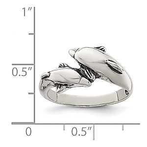 Diamond2Deal Solid 925 Sterling Silver Dolphin Ring