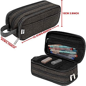 SIQUK Pencil Case Large Capacity Pencil Bag 3 Compartments Stationery Bag Case Marker Pen Holder Storage Organizer for Gilrs Boys and Adults