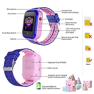 Kids Smart Watch, 4G WiFi GPS LBS Tracker SOS Emergency Call Video Chat Children Smartwatches, IP67 Waterproof Phone Watch for Age 4-12 Boys Girls, Compatible with Android/iPhone iOS (Pink)
