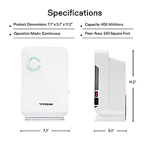 VIVOSUN Small Space Mini Dehumidifier for Grow Tent Closets Bathroom and Basement