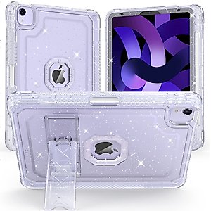 ZoneFoker for iPad Air 5th/4th Generation Case (2022/2020), iPad pro 11 inch Case (4th/3rd/2nd/1st Gen), iPad Air 10.9 case with Pencil Holder/Stand, Hard Sturdy Slim Cover for Girls, Clear Glitter