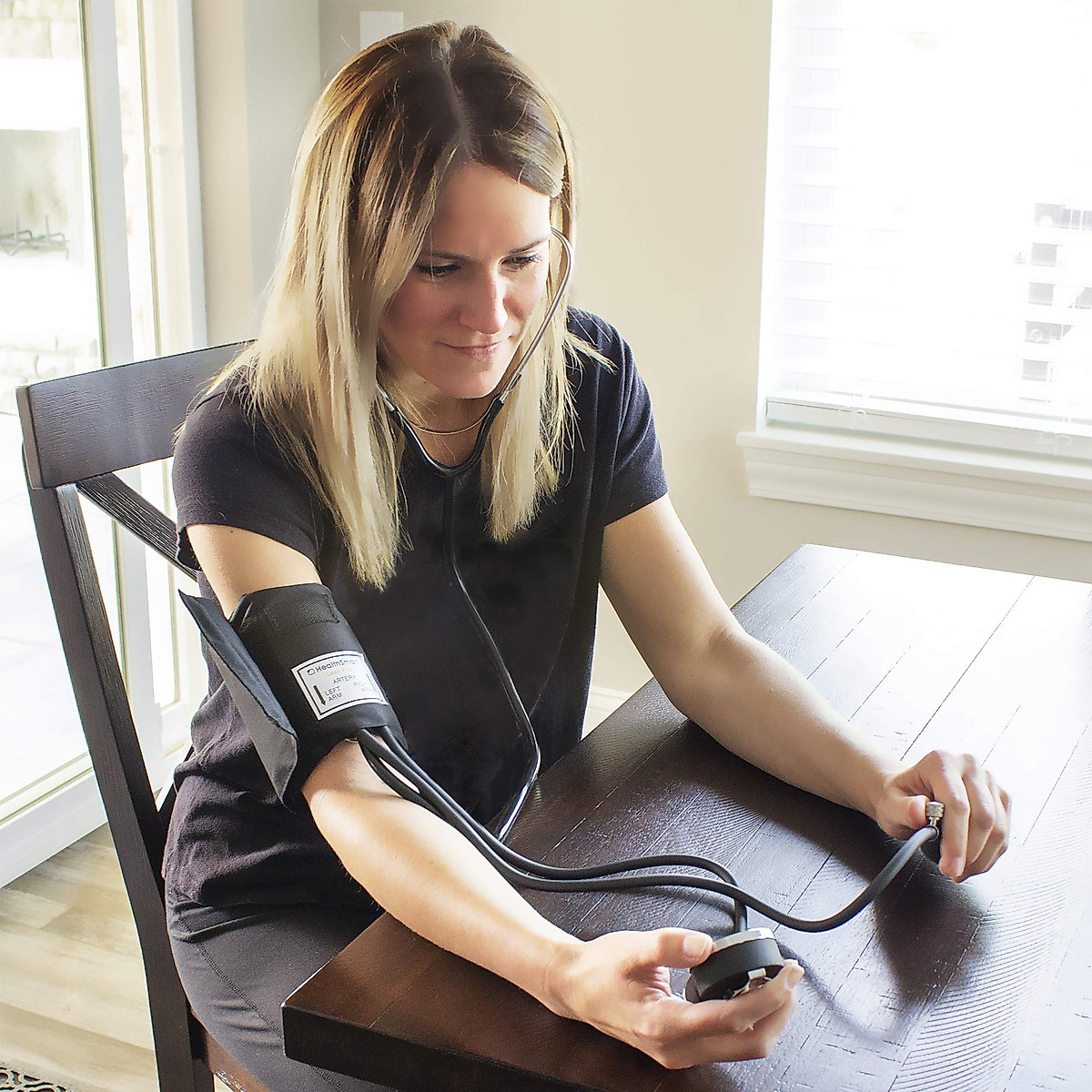 HealthSmart Manual Blood Pressure Monitor, Self Taking Blood Pressure Kit, With Standard Cuff Size 1