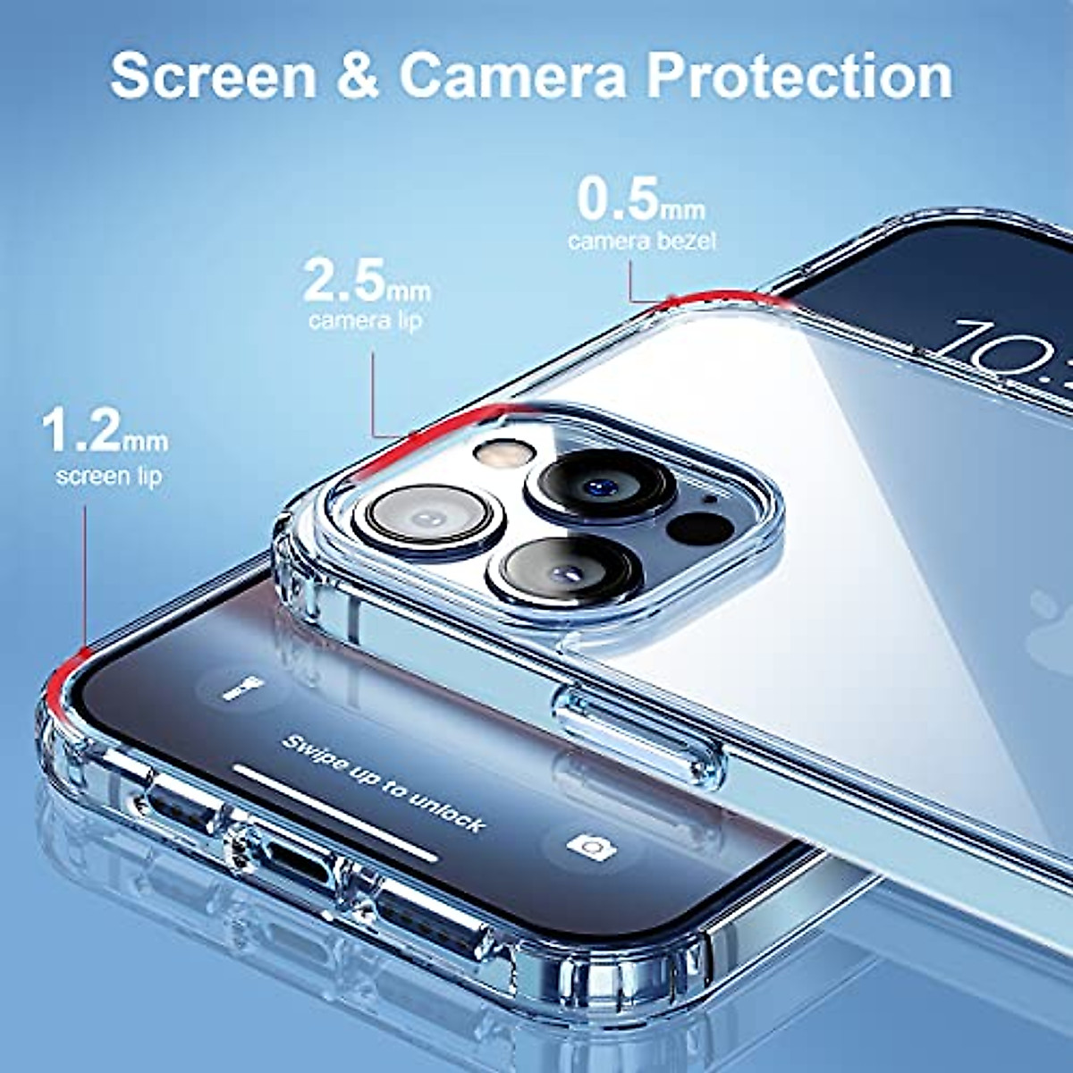 restone for iPhone 13 Pro MAX Case with Screen Protector, Clear Slim Hard Back Cover Soft TPU Bumper, Thin Cute Full Body Shockproof Non Yellowing Protective Phone Case for iPhone 13 Promax 6.7" 2021