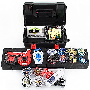 PWTAO Bey Battling Top Burst Launcher Grip Toy Blade Set Game Storage Box 12 Top Burst Gyros 3 Launchers Great Birthday Gift for Boys Children Kids