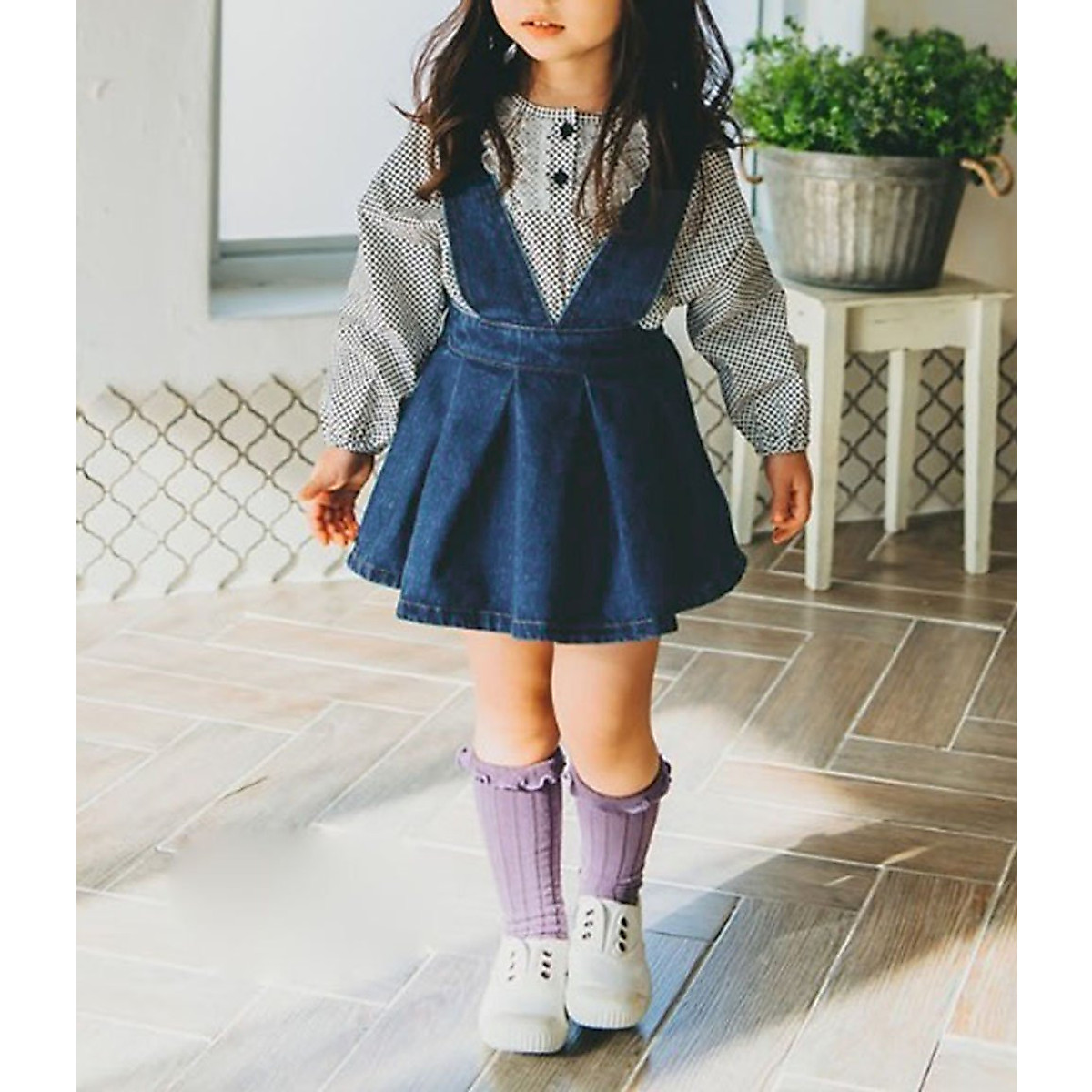 ZAXARRA Toddler Baby Girls Strap Suspender Skirt Overalls Dress Outfit (Blue, 1-2 T)