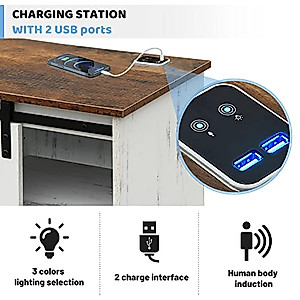 DANSION Farmhouse TV Stand for TVs up to 65 Inch, Smart Led Modern Entertainment Center with USB Port, 59" Media Console Table with Sliding Barn Door and Adjustable Shelf for Living Room, Bedroom