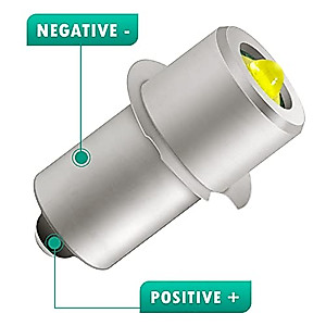 BAULBOUGH LED Flashlight Replacement Bulb, 4V-24V and 3W 247LM and PR2 P13.5S Maglight Led Conversion Kit, 6000K Bright White Super Bright Long Lasting, Ryobi Milwaukee Craftsman Lamp 2 Pack