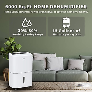 Shinco 6,000 Sq.Ft Energy Star Dehumidifier, Ideal for Large Rooms and Home Basements, Efficient Moisture Removal with Adjustable Humidity Control, 1.32 Gallons Water Tank