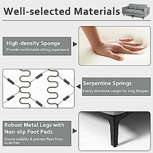 Giantex 2-Seat Sofa Couch, 66" L Modern Loveseat, Thick Cushion, Armrest Magazine Holder with 2 Pockets, Metal Legs, Ideal for Living Room Reception Room Office