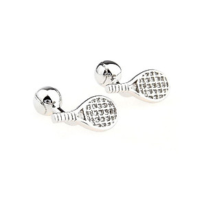 MRCUFF Tennis Racquet and Ball Pair Cufflinks in a Presentation Gift Box & Polishing Cloth